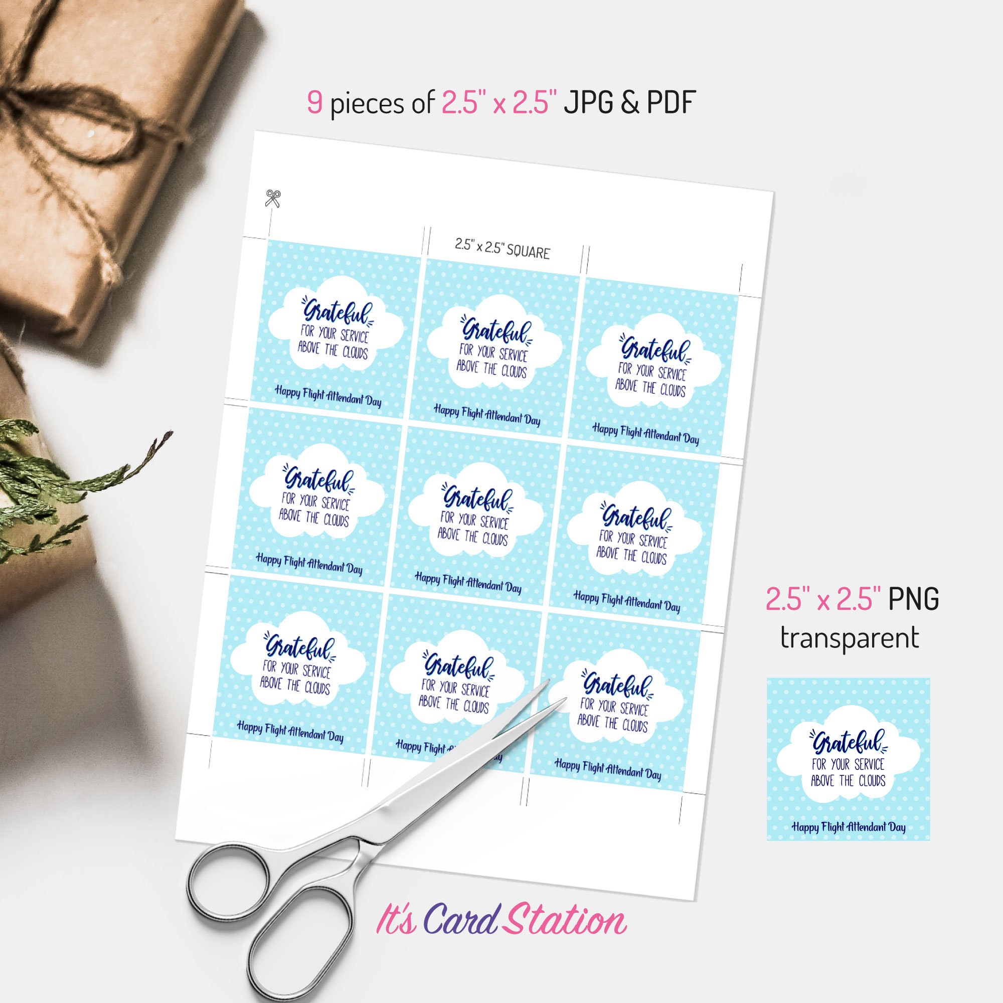 Flight Attendant Appreciation Gift Tag: Cabin Crew Sticker (digital ...