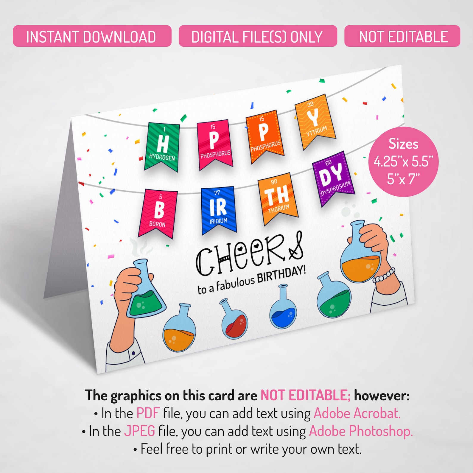 Periodic Table Birthday Card: Science Chemistry Theme (digital Download ...