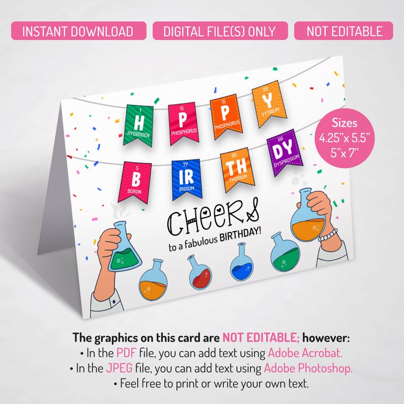 Periodic Table Birthday Card: Science Chemistry Theme (digital Download ...