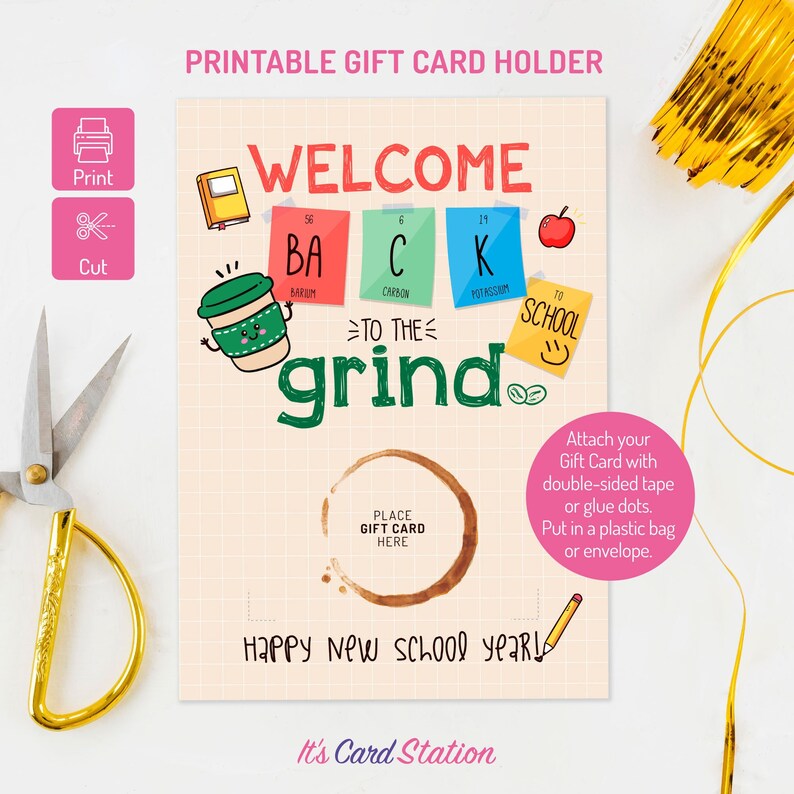 Welcome Back to the Grind Teacher Coffee Card Holder - Back to School ...