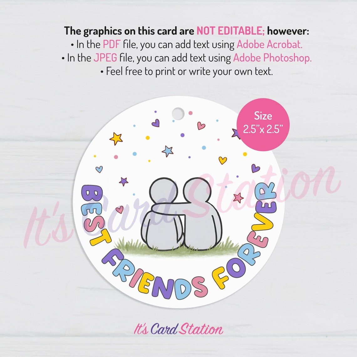 Friends Forever Sticker Tag – BFF Gift (digital Download, 2.5" X 2.5 ...