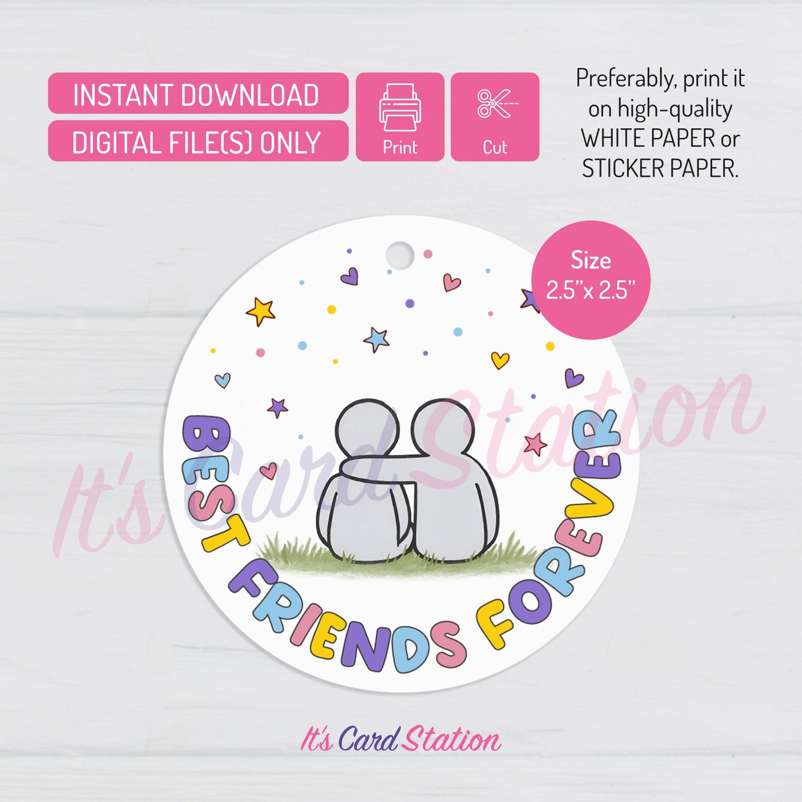 Friends Forever Sticker Tag – BFF Gift (digital Download, 2.5" X 2.5 ...