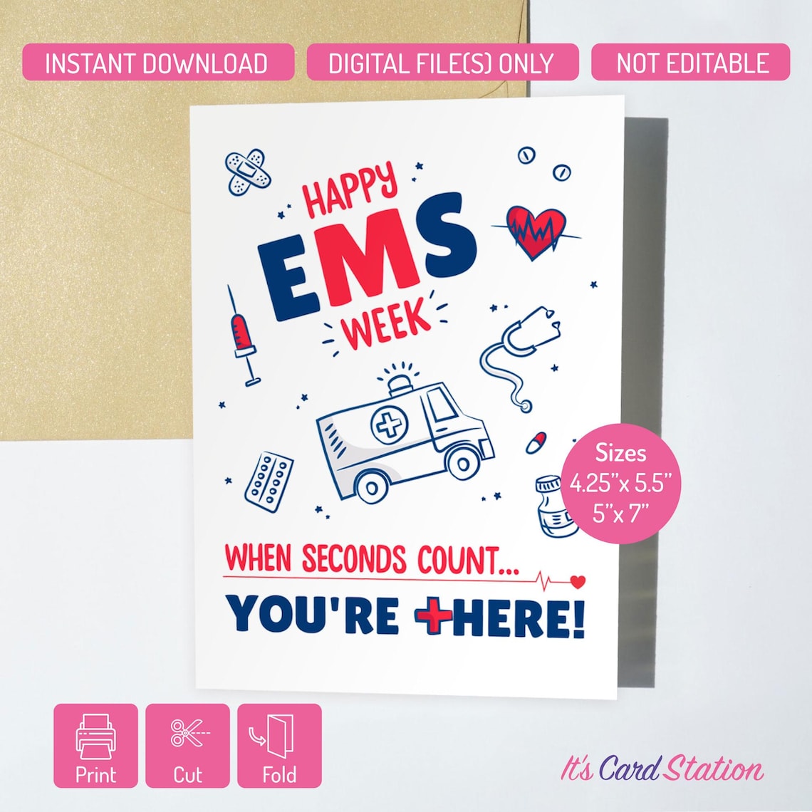 EMS Week Appreciation Card: Thank You EMT Paramedic Gift (digital ...