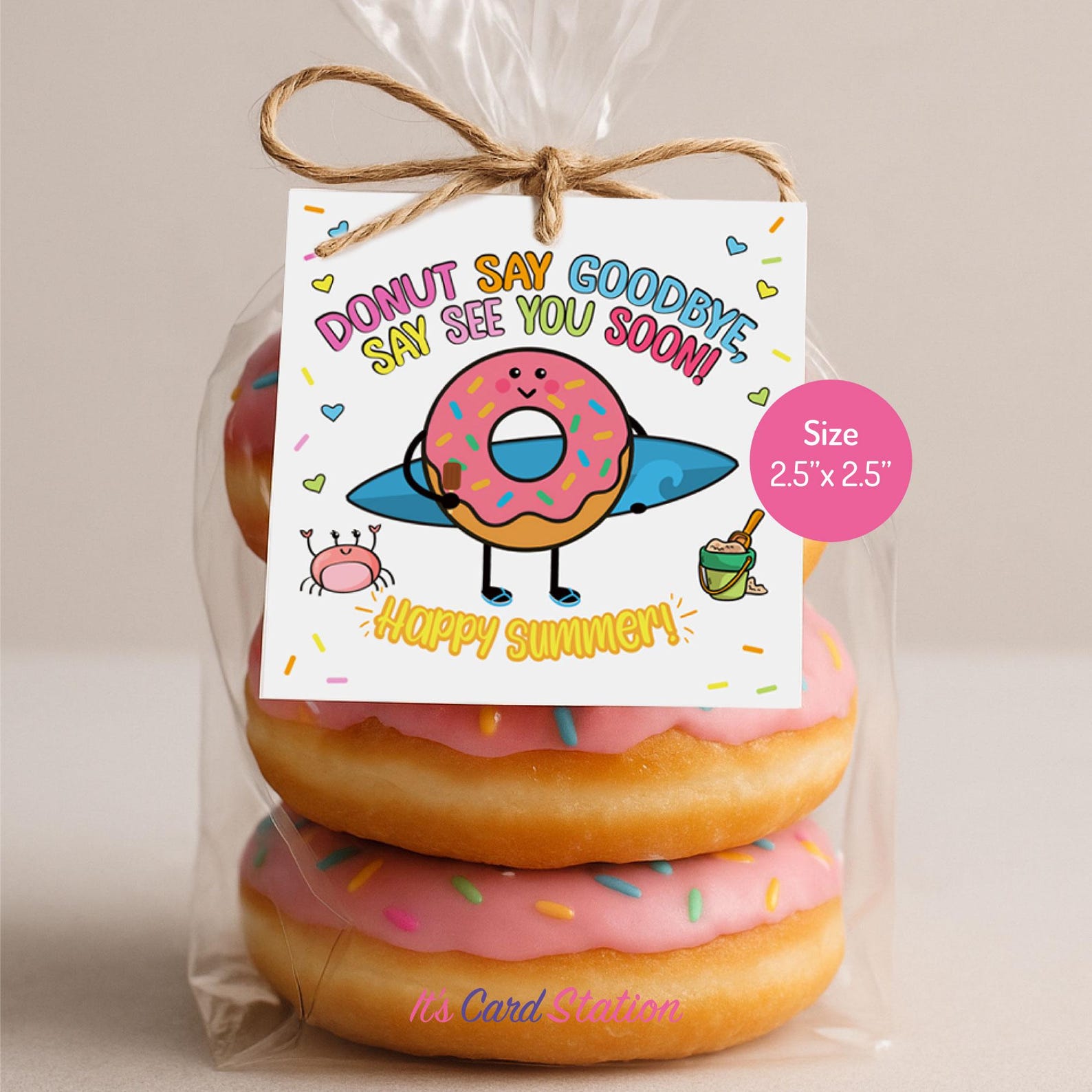 Happy Summer Donut Gift Tags: Teacher Student End of Year (digital ...