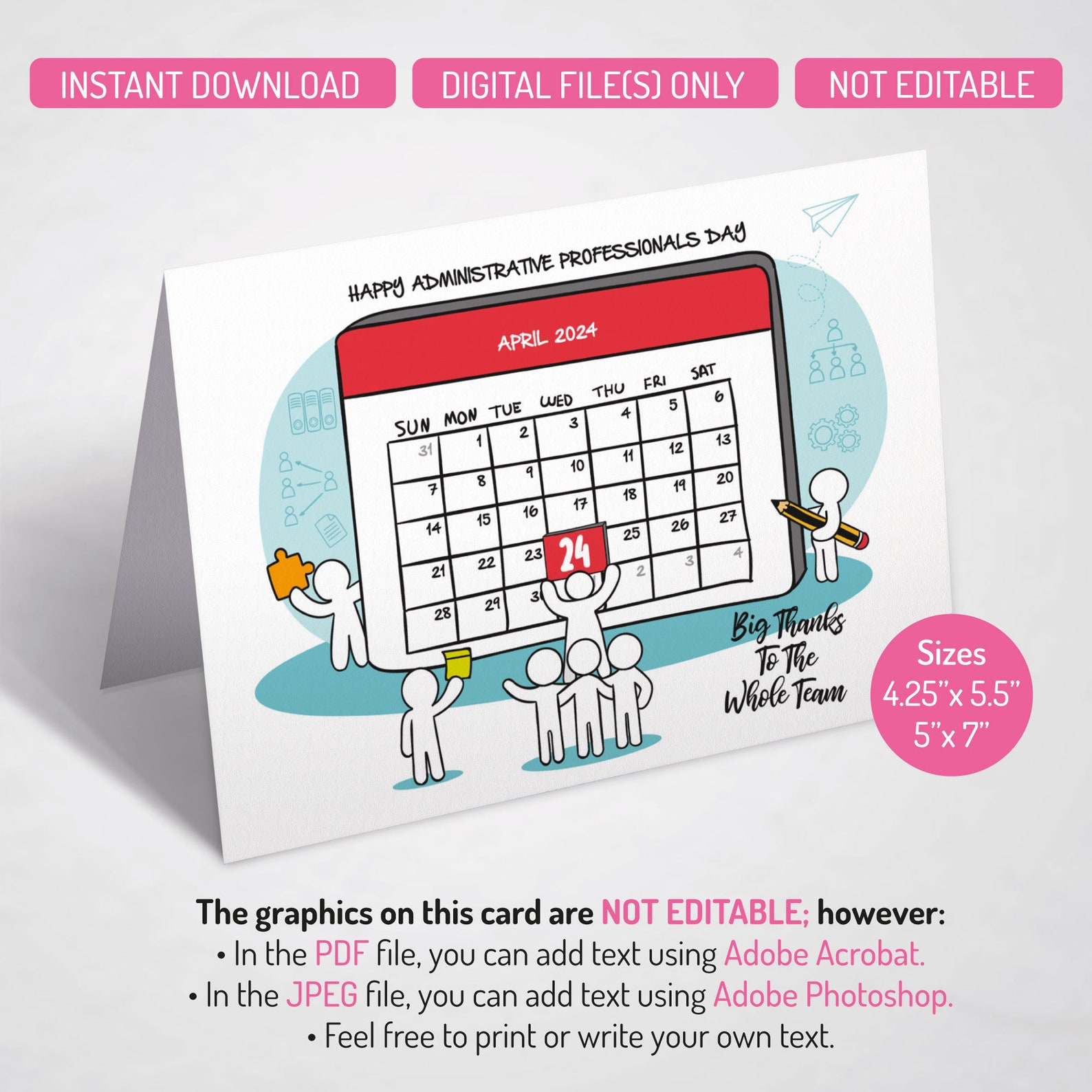 Cute Administrative Professionals Day Card - Coworker Thank You Card ...