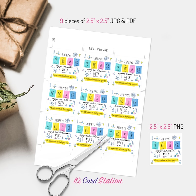 Science Teacher Appreciation Gift Tags: Printable Chemistry Stickers ...