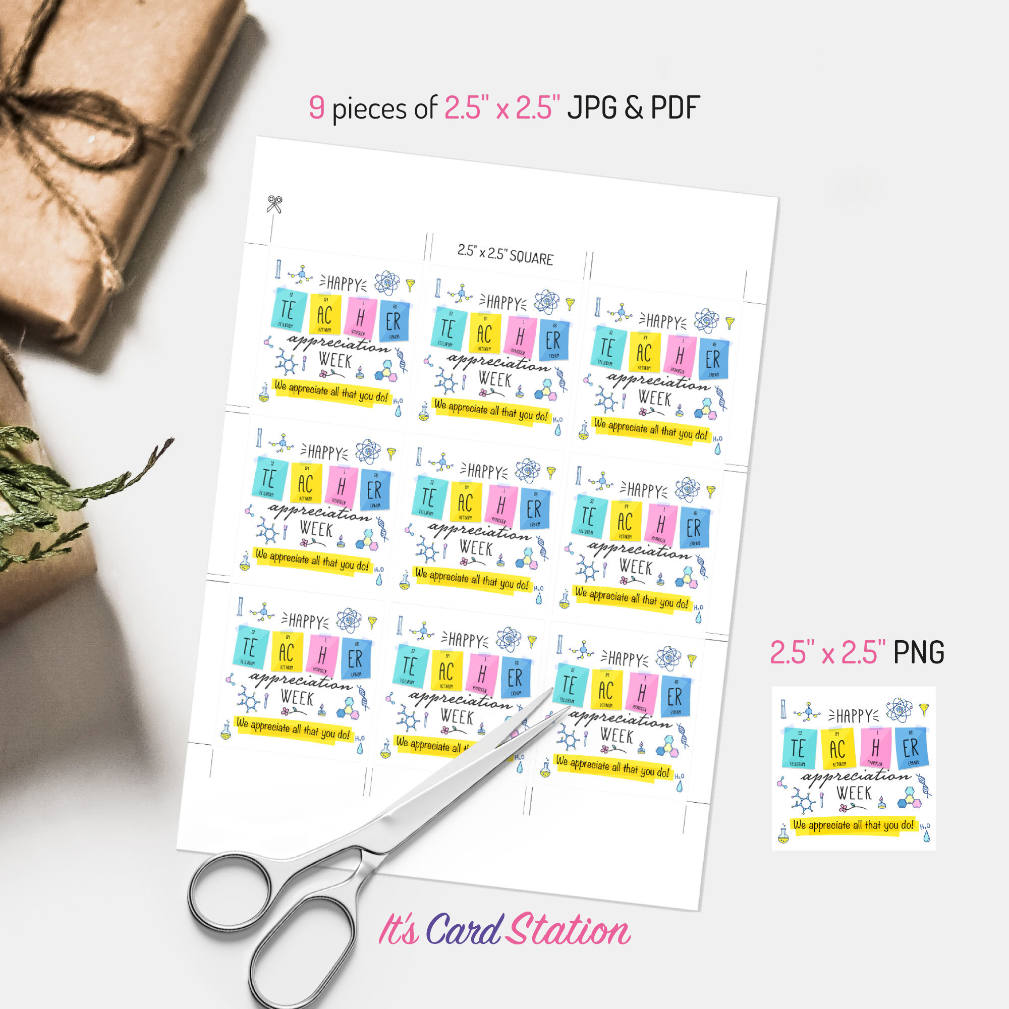 Science Teacher Appreciation Gift Tags: Printable Chemistry Stickers ...