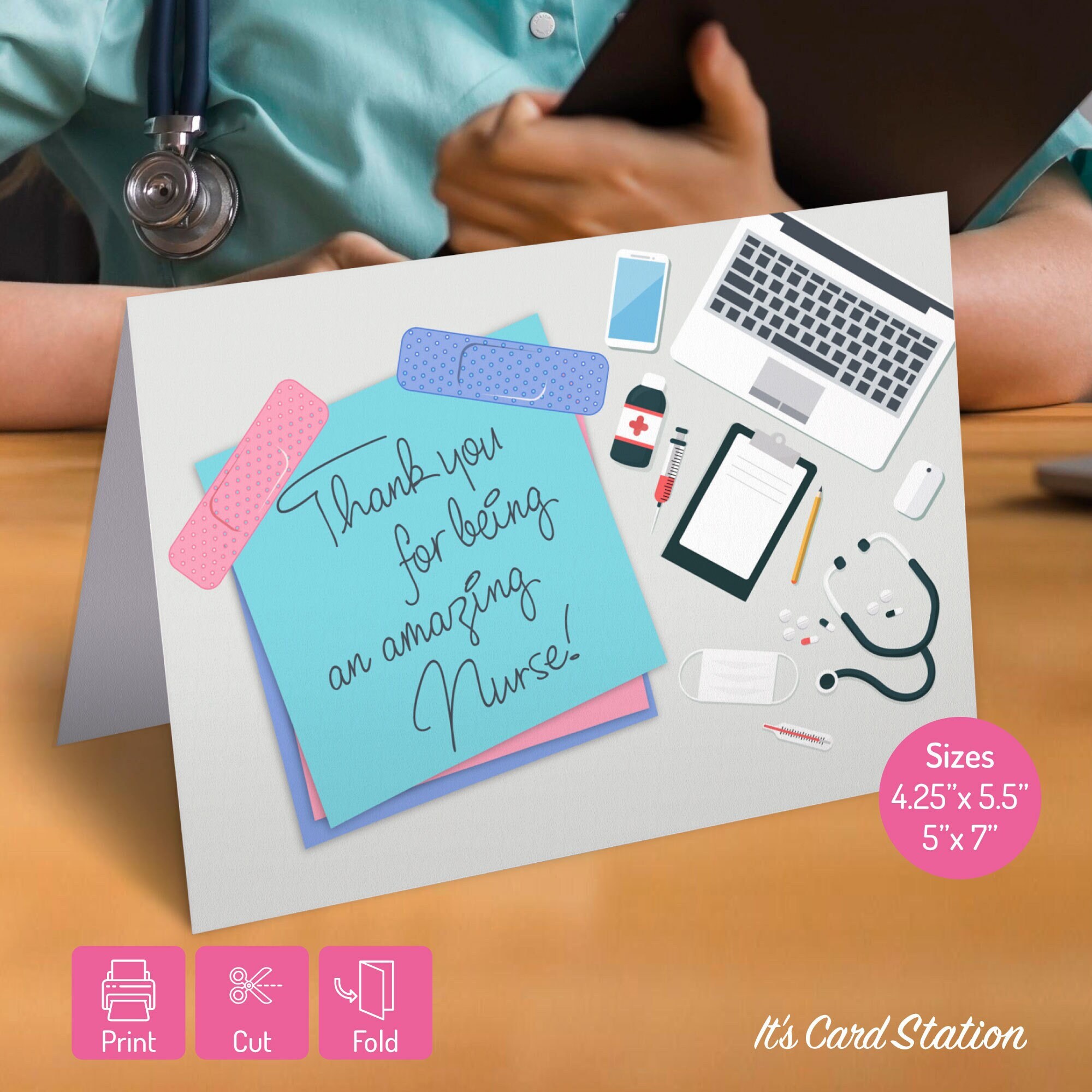 Printable Nurse Appreciation Card - Cute Nurse Thank You Card - Nurse ...