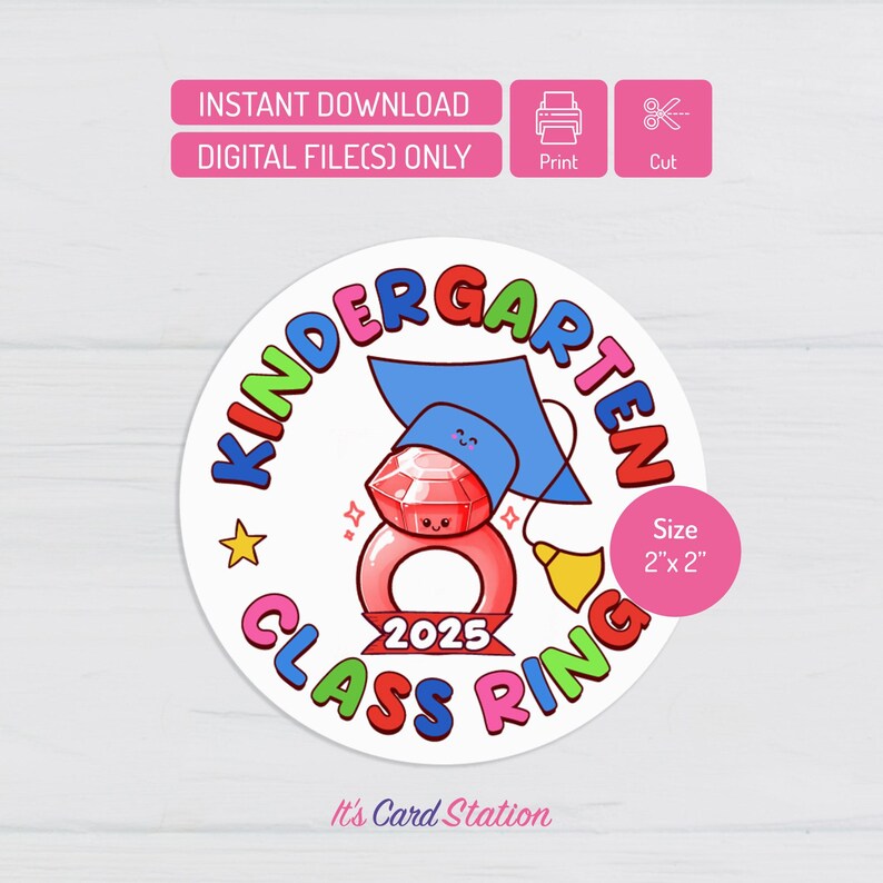 Printable Kindergarten Graduation Ring Pop Labels | Class of 2025 ...