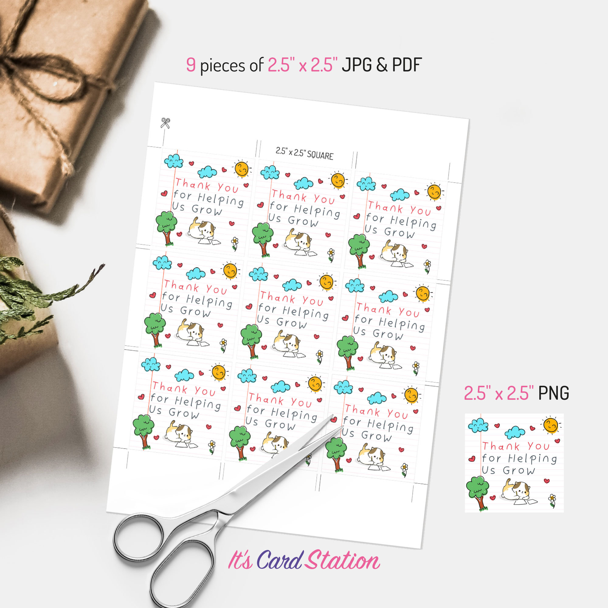 Cute Teacher Appreciation Gift Tag With Cat Design - Printable Teacher ...