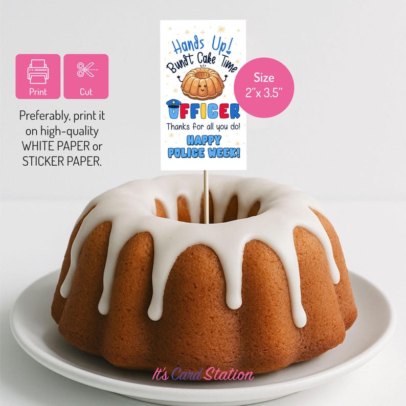 Police Week Bundt Cake Gift Tag: Officer Appreciation (digital Download ...
