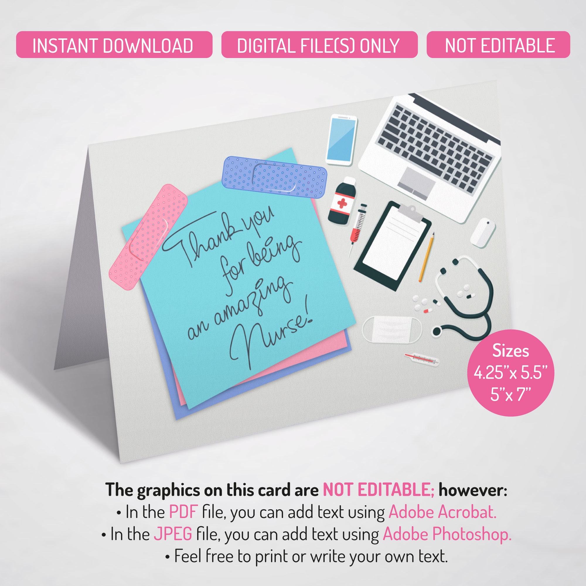 Printable Nurse Appreciation Card - Cute Nurse Thank You Card - Nurse ...