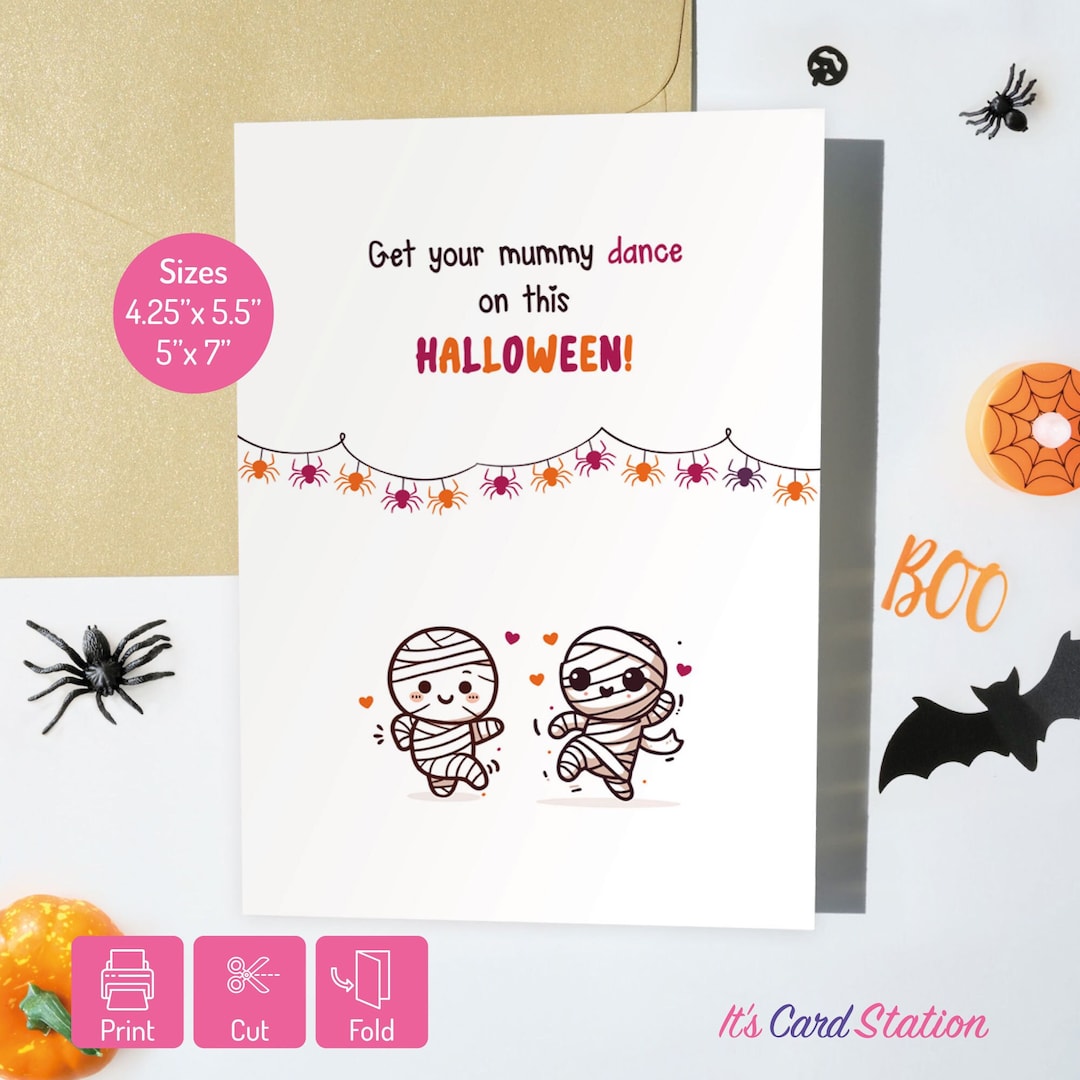 Romantic Halloween Invitation Card With Dancing Mummies Halloween Party ...