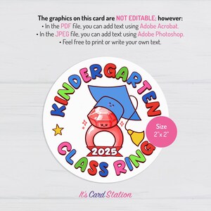 Printable Kindergarten Graduation Ring Pop Labels | Class of 2025 ...