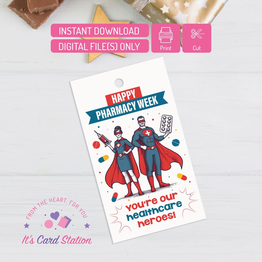 National Pharmacist Day Tag, Printable Pharmacy Week Gift Tag for ...
