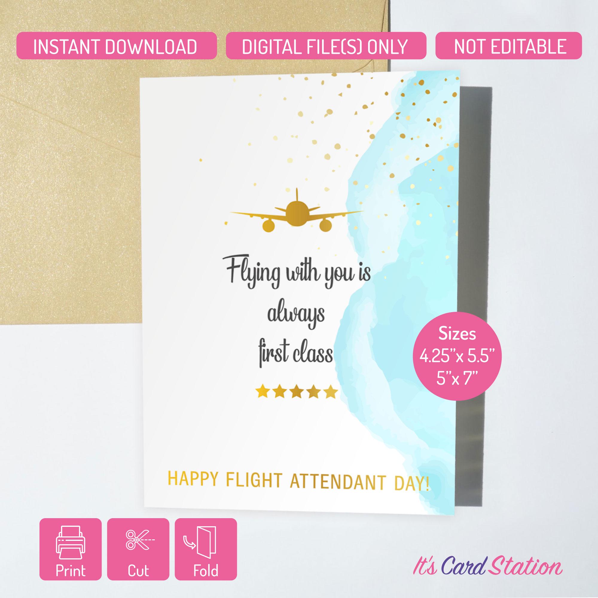 Flight Attendant Appreciation Card: Watercolor Design (digital Download ...
