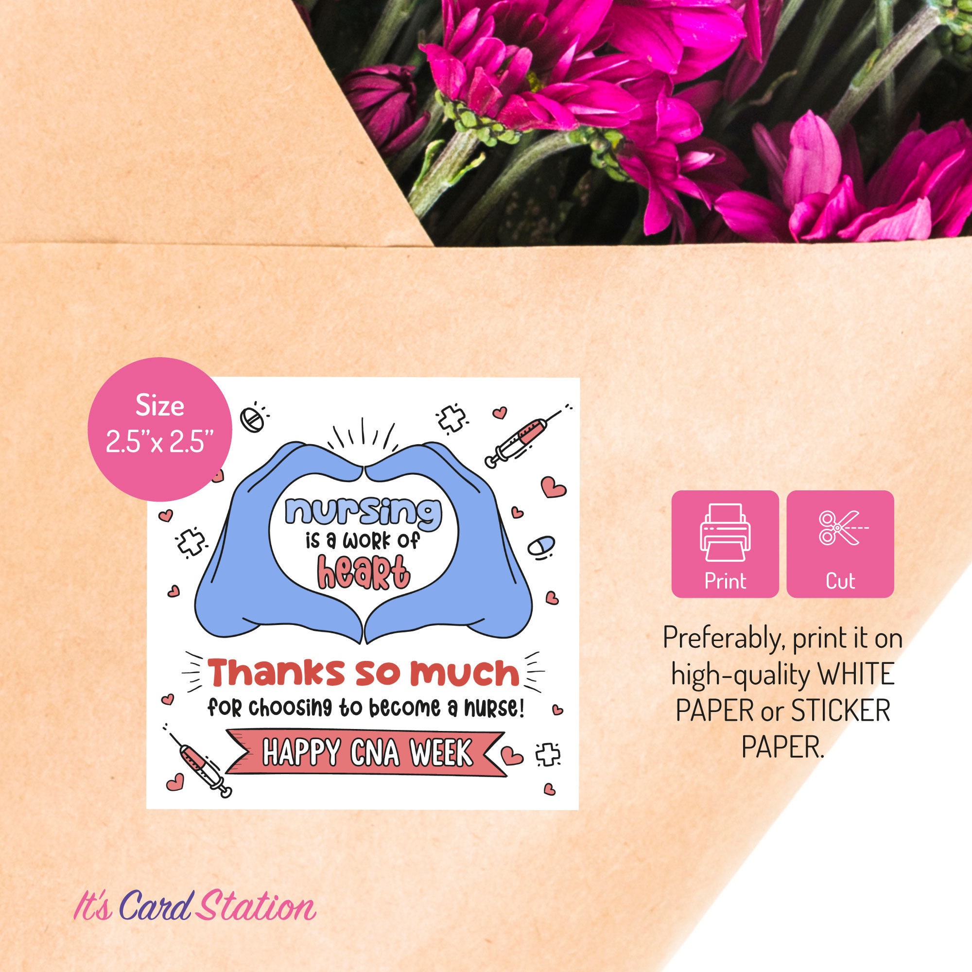 CNA Week Gift Tag Printable CNA Thank You Gift Tag Certified Nursing ...