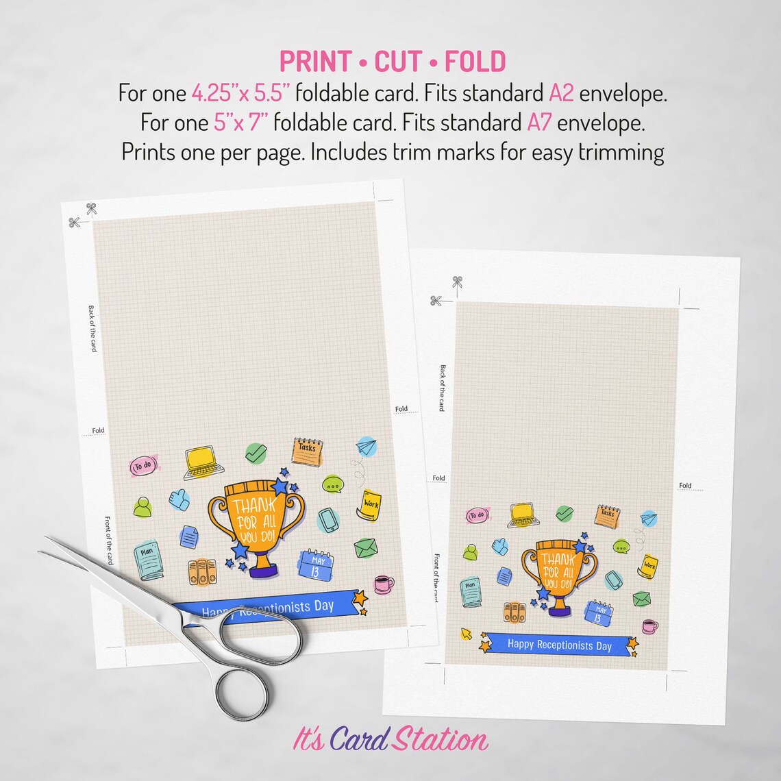 Printable Receptionist Thank You Card: Employee Appreciation (digital ...