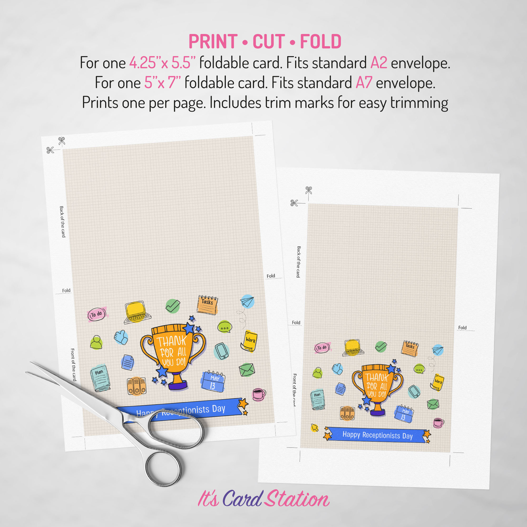 Printable Receptionist Thank You Card: Employee Appreciation (digital ...