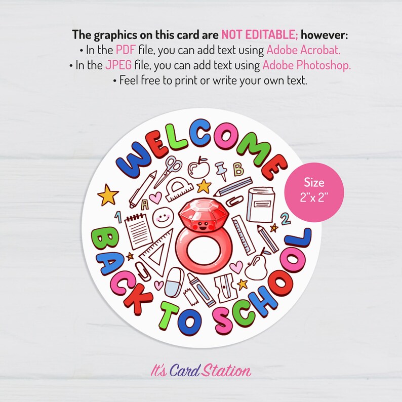 Printable Back to School Ring Pop Sticker - 2x2 Gift Tag (digital ...