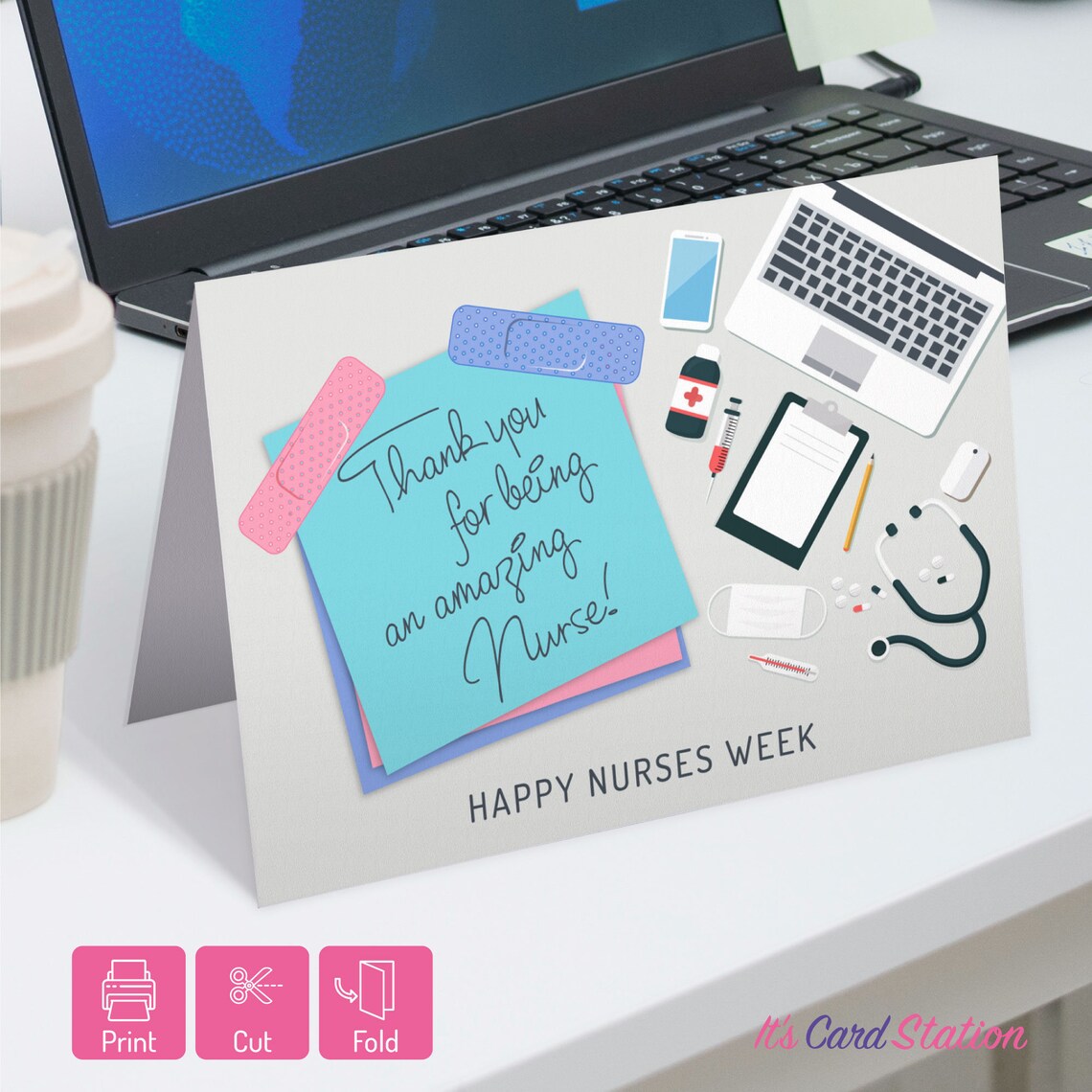 Nurse Appreciation Week Card Printable Happy Nurses Week Card Cute ...