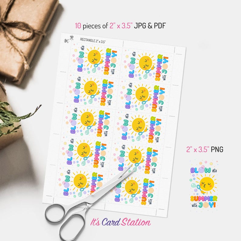 Printable Bubble Gift Tag, Summer Joy, School Favor (digital Download ...