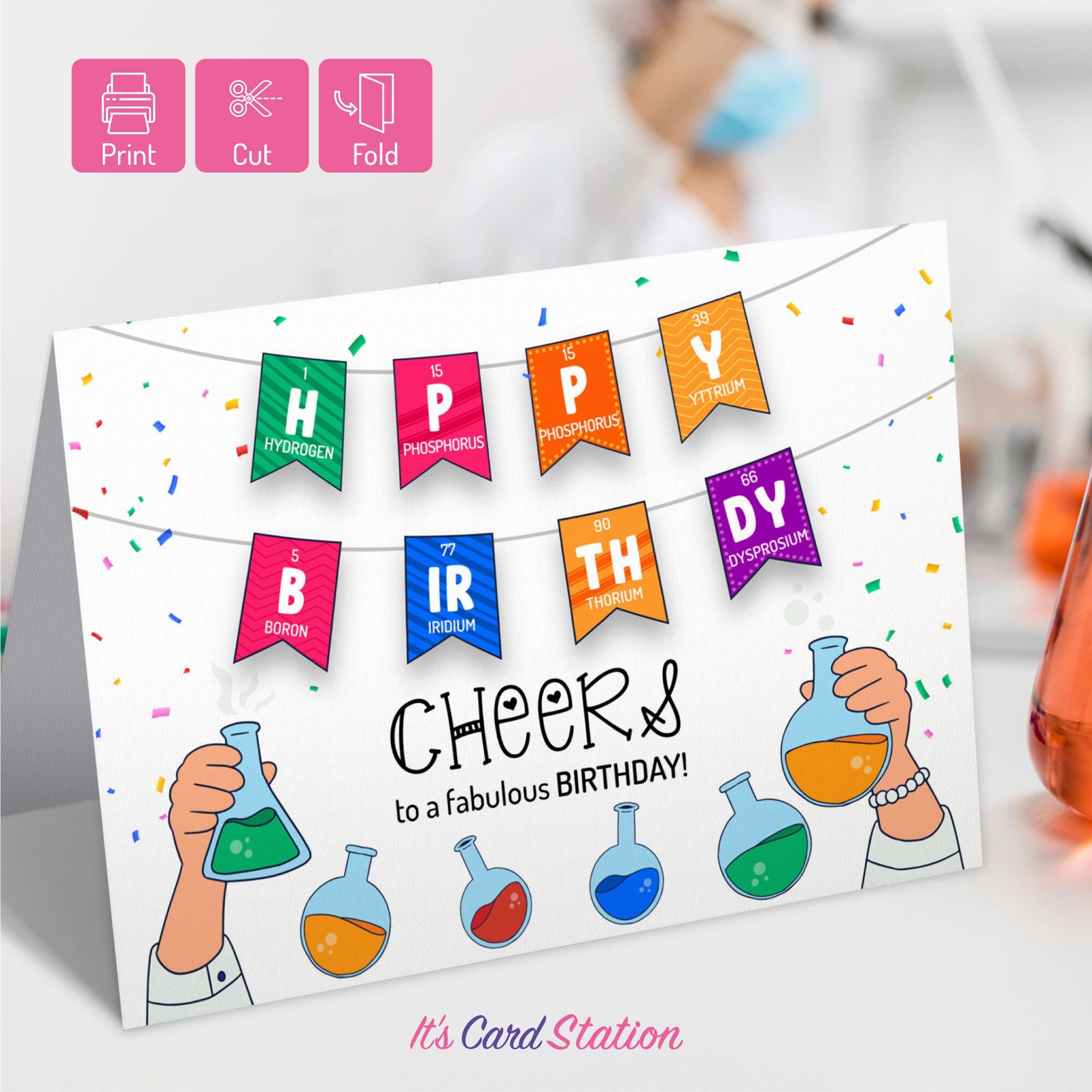 Periodic Table Birthday Card: Science Chemistry Theme (digital Download ...