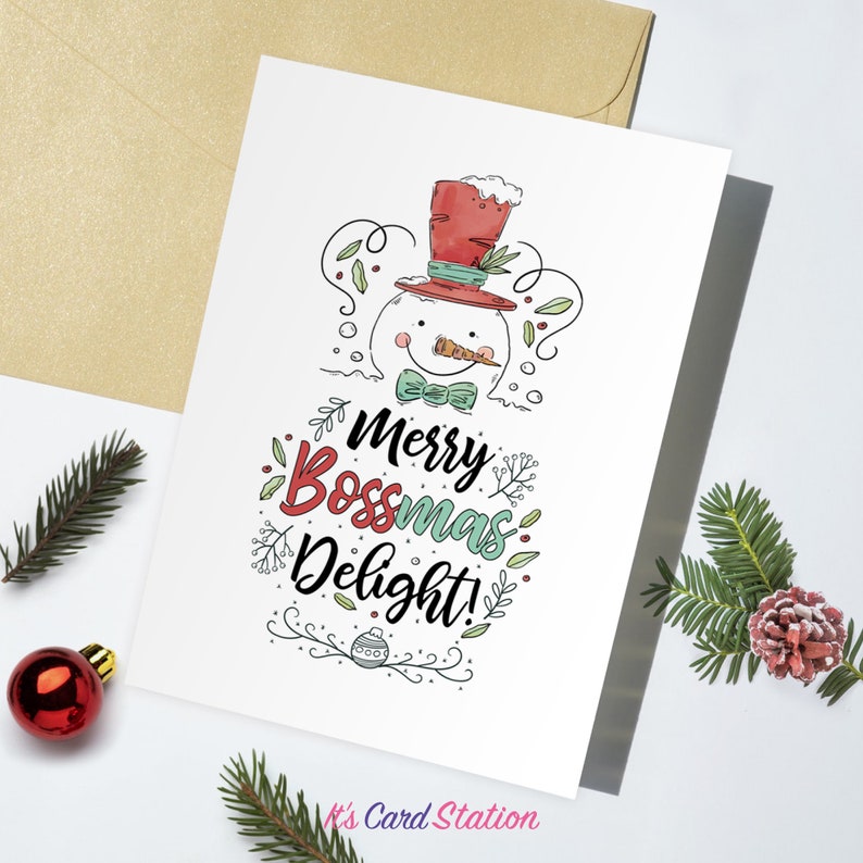 Funny Christmas Boss Card for Printable New Year Celebrations, Merry ...