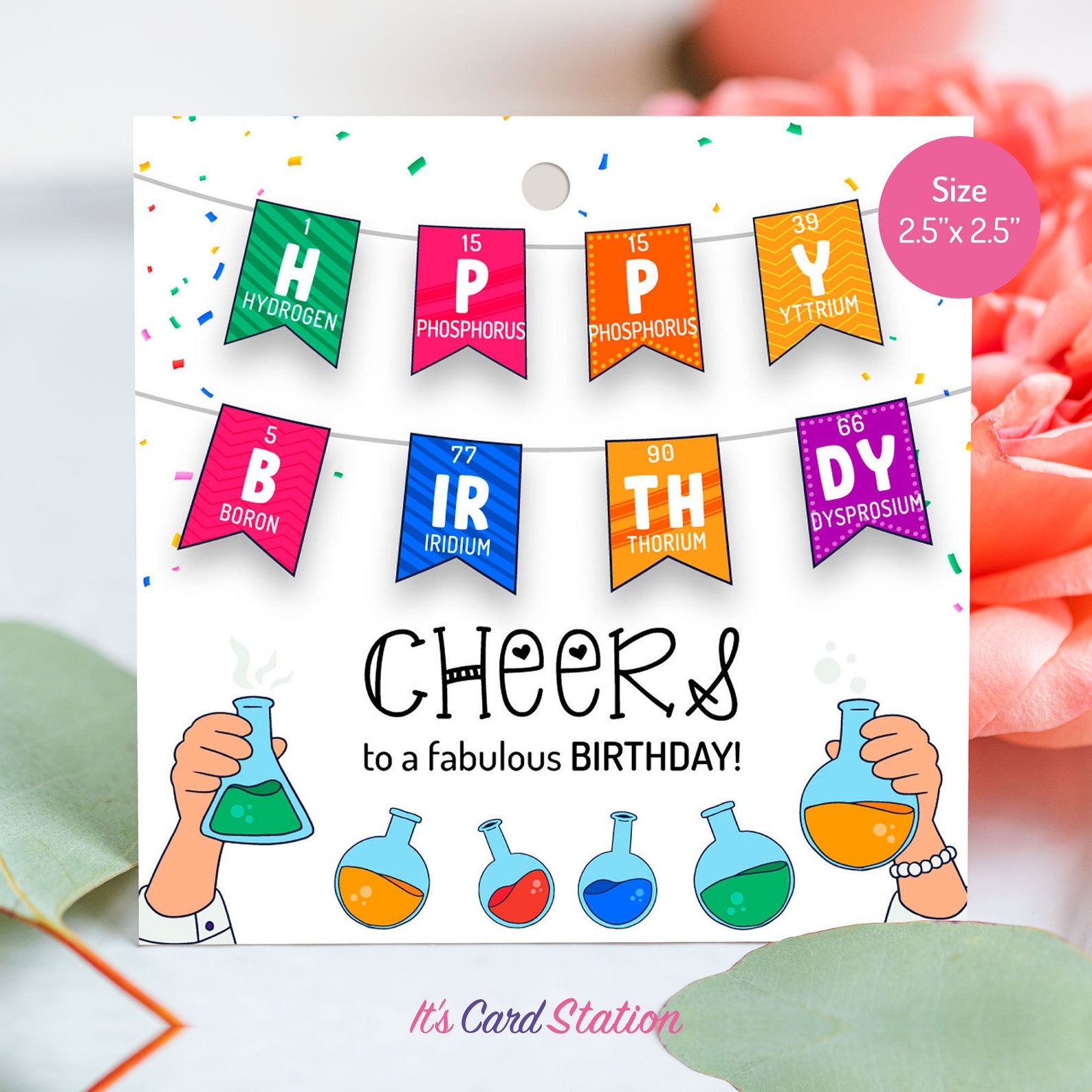 Printable Happy Birthday Gift Tag, Periodic Table Elements Science ...