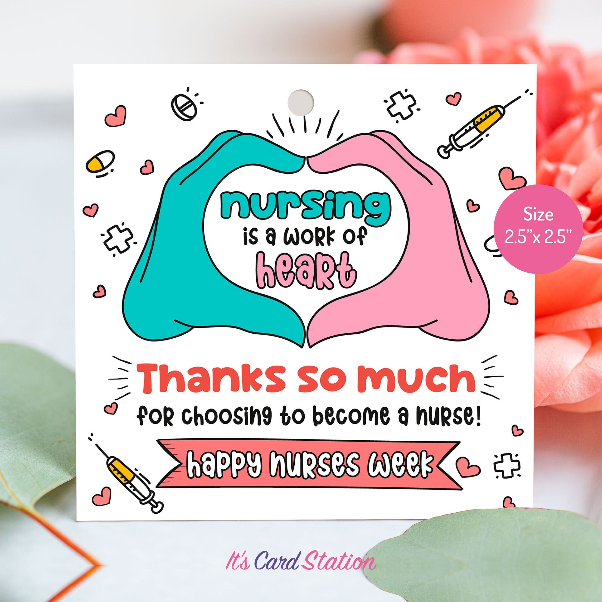Nurses Week Gift Tag: Printable Nurse Appreciation Sticker (digital ...