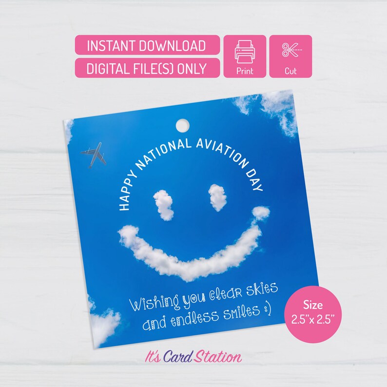 National Aviation Day Gift Tag, Printable Aviation Appreciation Tags ...