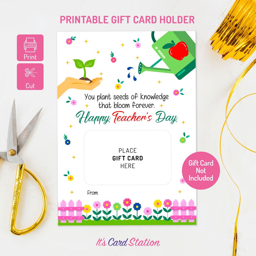 Printable Teacher Appreciation Gift Card Holder - Happy Teachers' Day ...