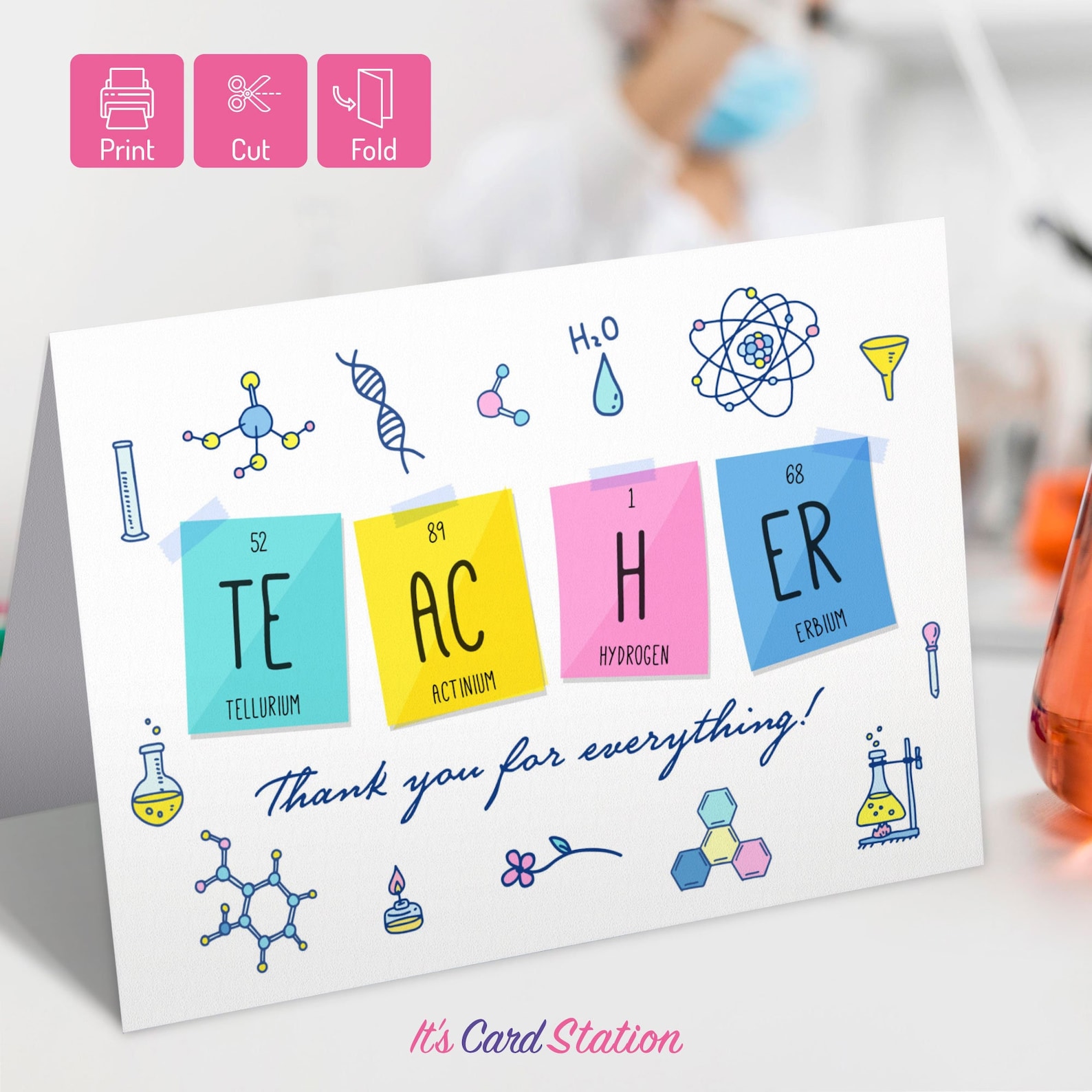 Science Teacher Appreciation Card: Periodic Table Design (digital ...