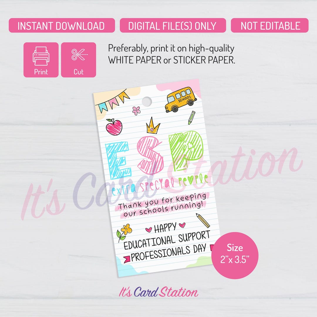 ESP Appreciation Gift Tag: School Staff Thank You (digital Download) - Etsy