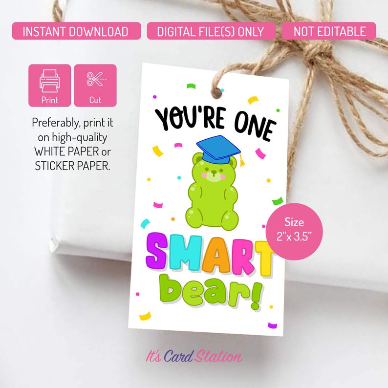 Printable Gummy Bear Graduation Tag, Candy Favor (digital Download) - Etsy