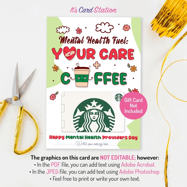 Mental Health Provider Coffee Gift Card Holder (printable PDF) - Etsy