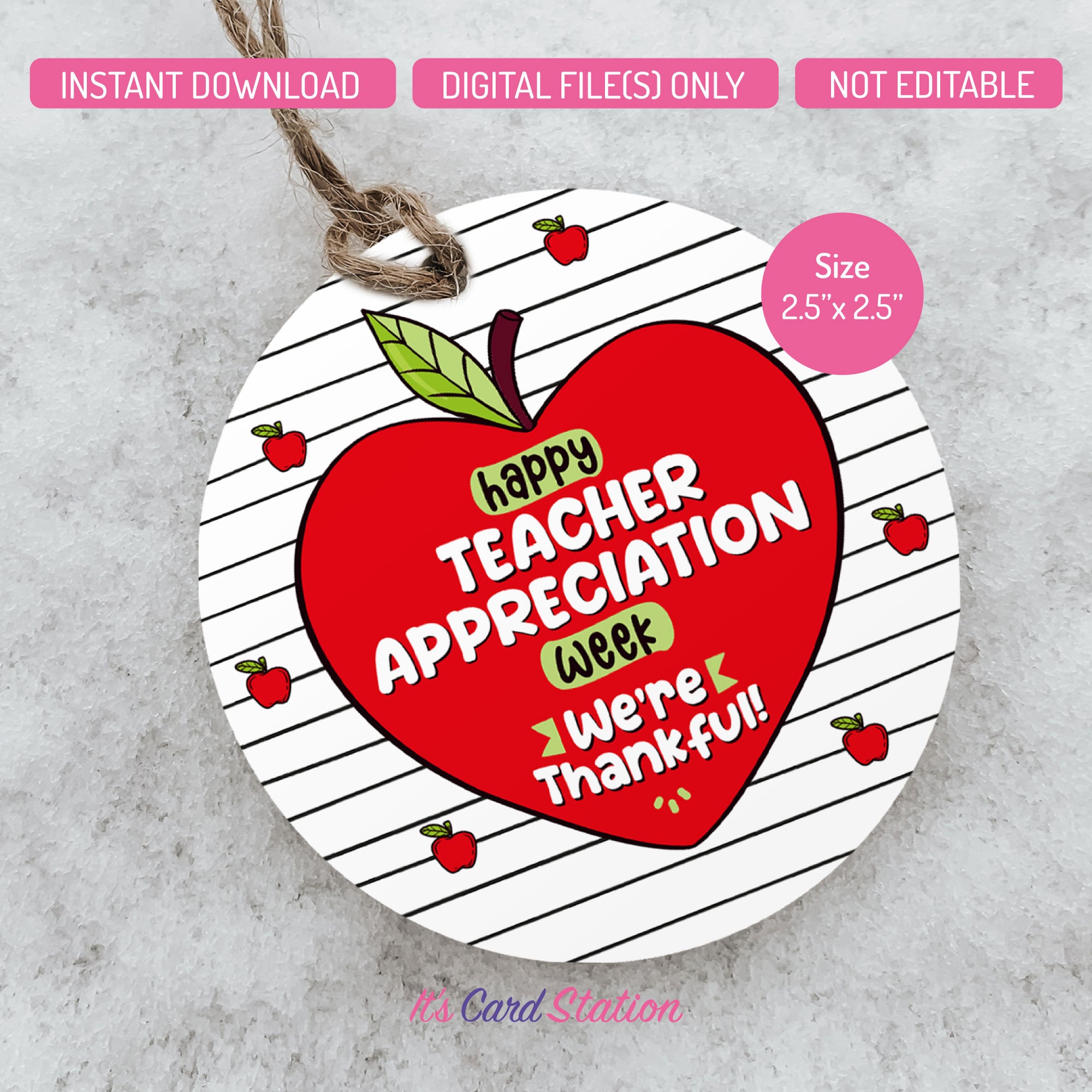 Teacher Appreciation Week Printable Cookie Tag Apple Teacher Tag for ...