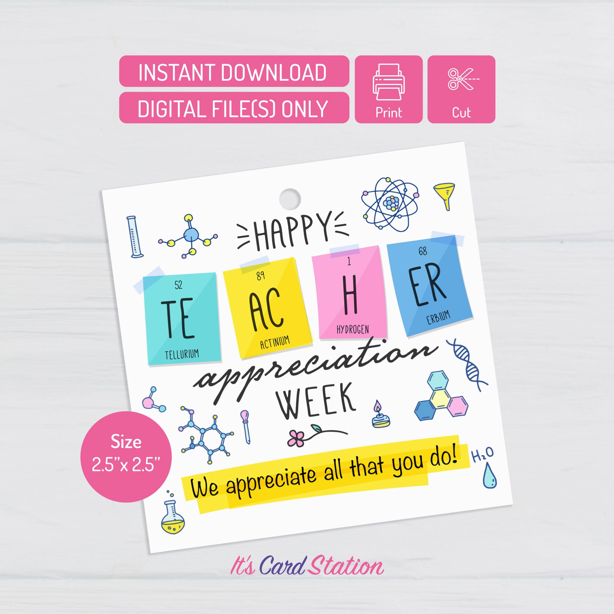 Science Teacher Appreciation Gift Tags: Printable Chemistry Stickers ...