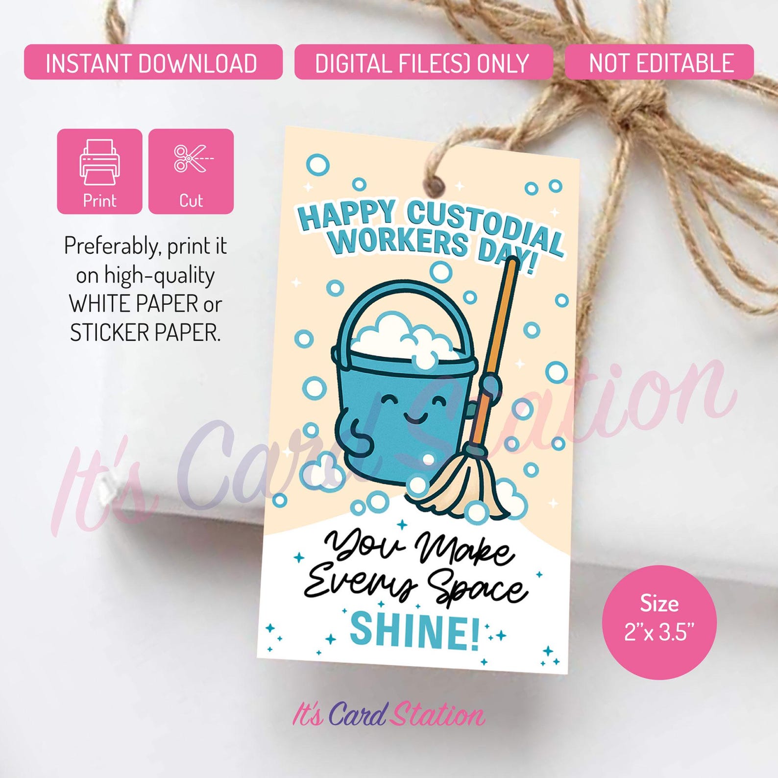 Custodian Appreciation Gift Tag: Printable Thank You (digital Download ...