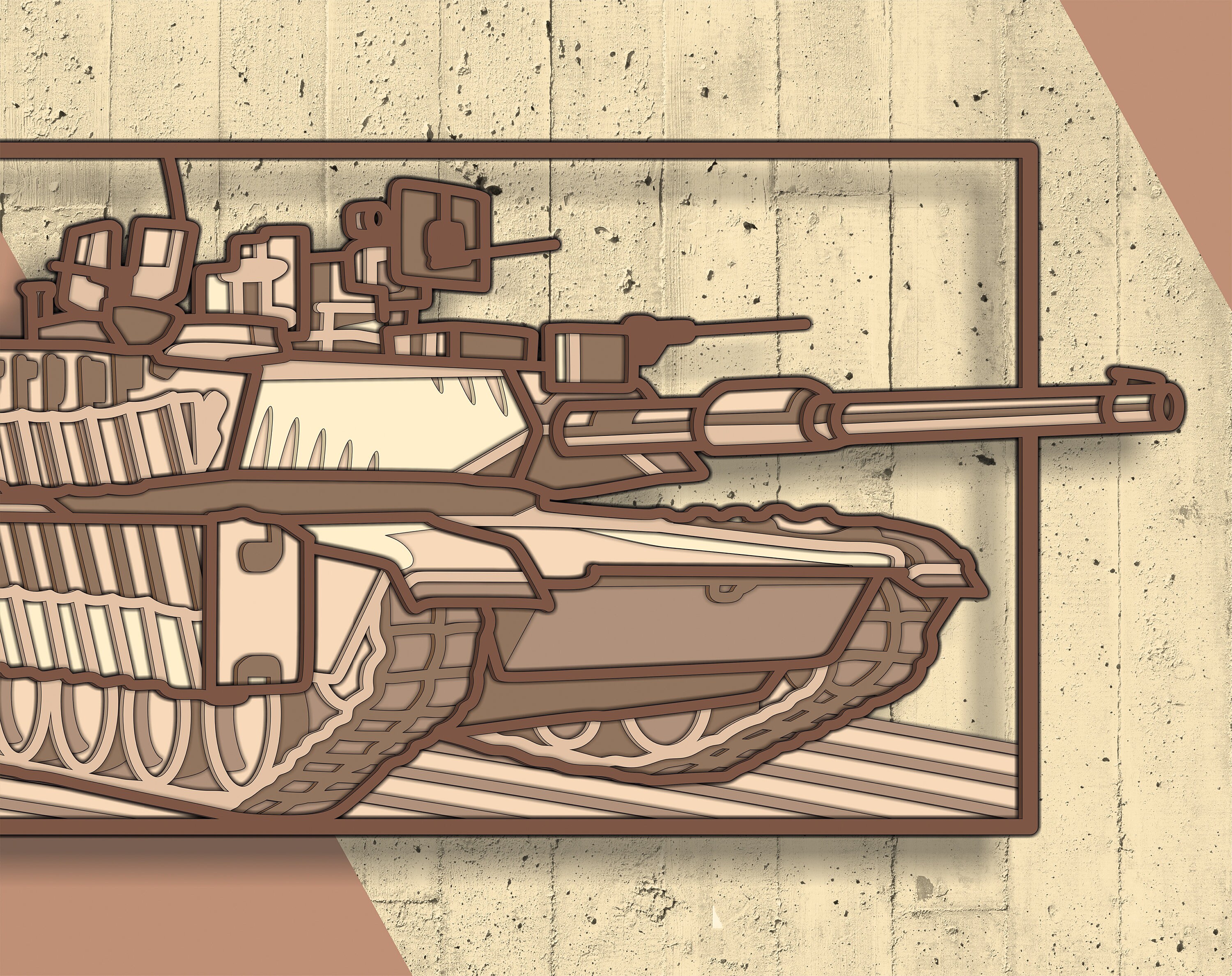 M1 Abrams Tank 3D Multilayer SVG File Laser Cutting Digital - Etsy
