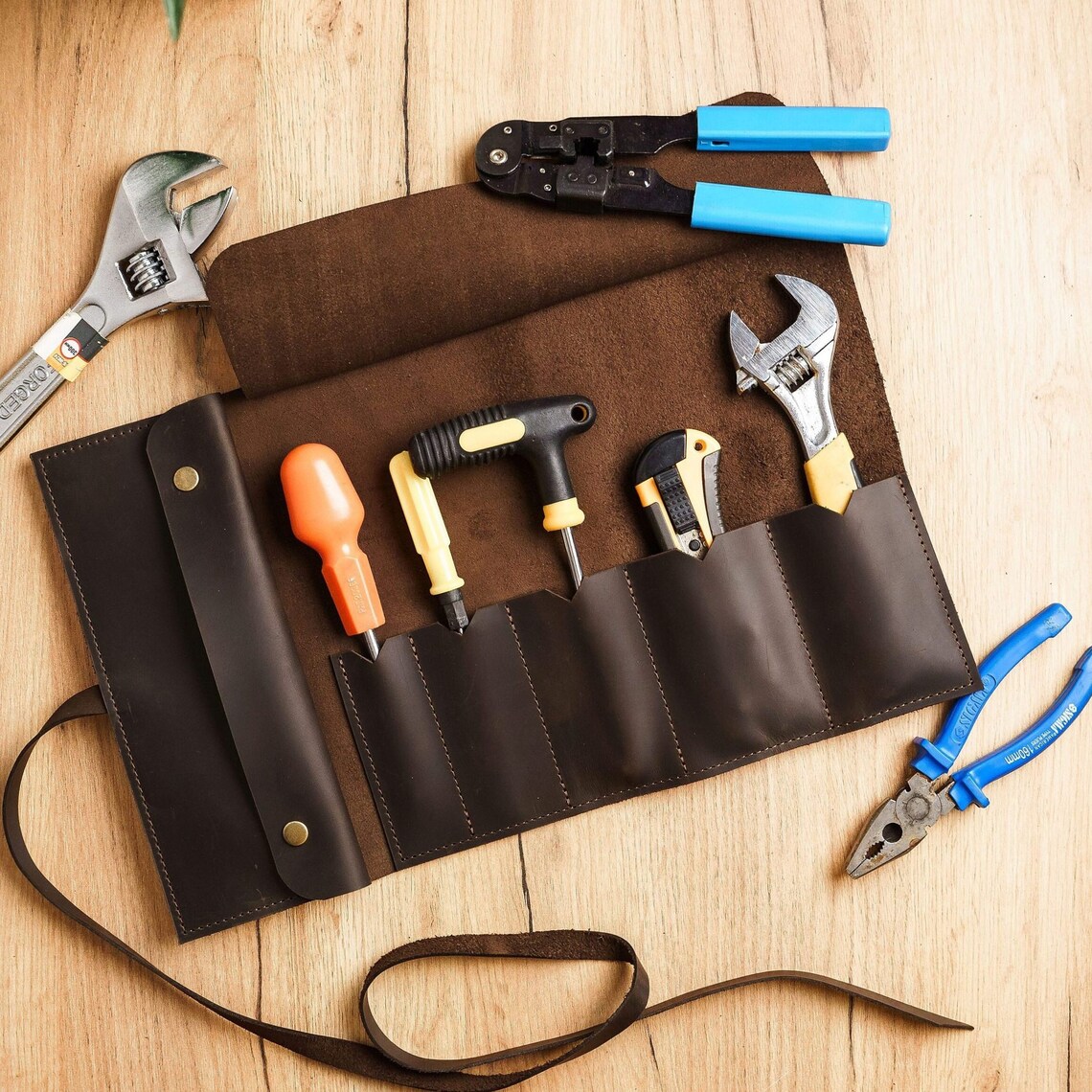 Small Tool Roll, Leather Tool Roll for Motorcycle, Gift for Motocycle ...