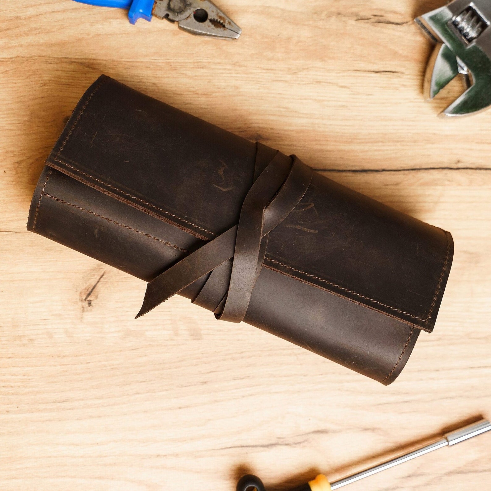 Small Tool Roll, Leather Tool Roll for Motorcycle, Gift for Motocycle ...
