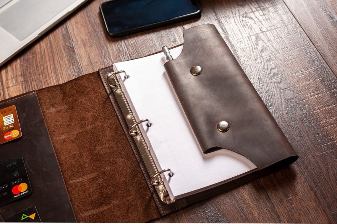 Handmade Binder, Leather Binder 4 Ring, Leather Binder Cover, Binder ...