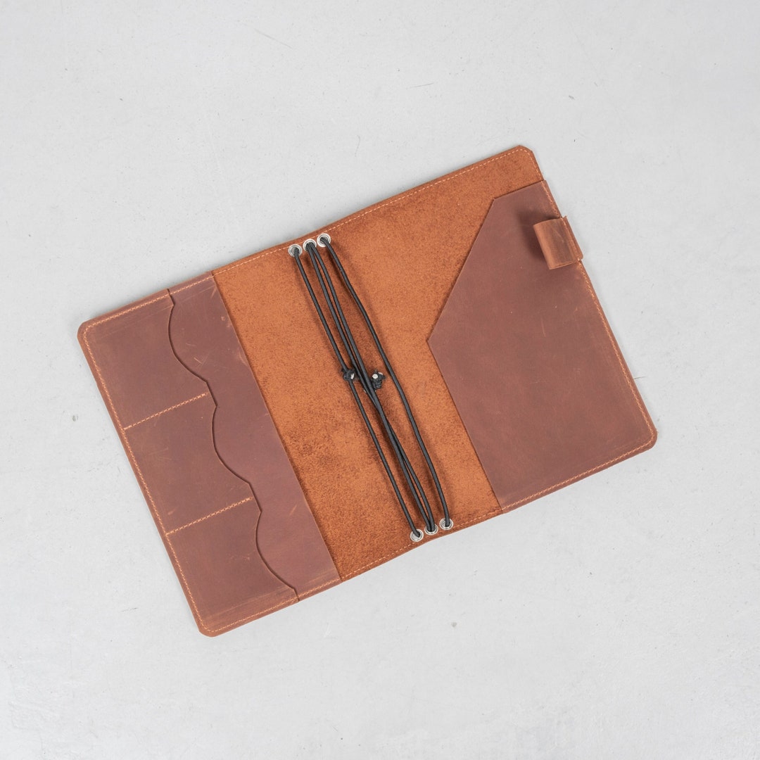 Leather Notebook Cover With Pen Holder, Personalized Notebook Cover ...