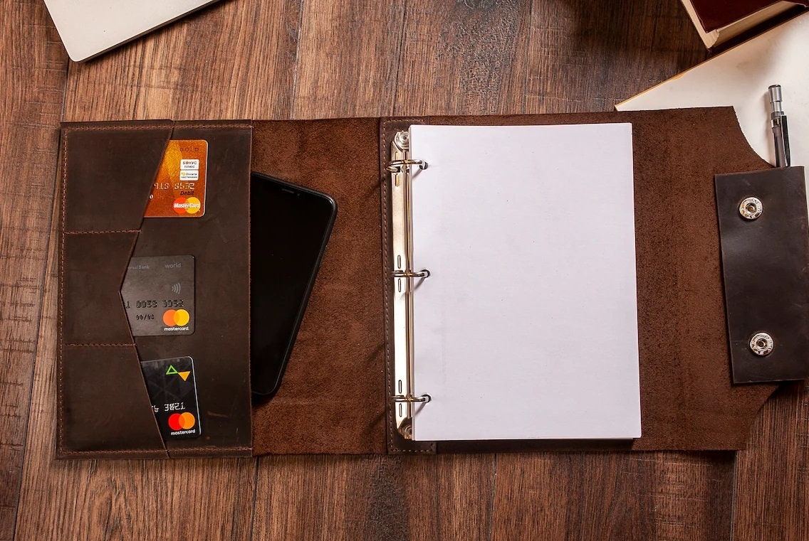 Handmade Binder, Leather Binder 4 Ring, Leather Binder Cover, Binder ...