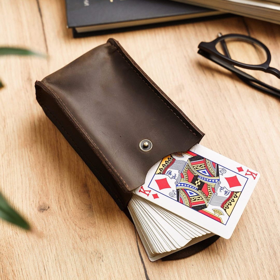 Leather Playing Card Case, Leather Playing Card Holder, Playing Card ...