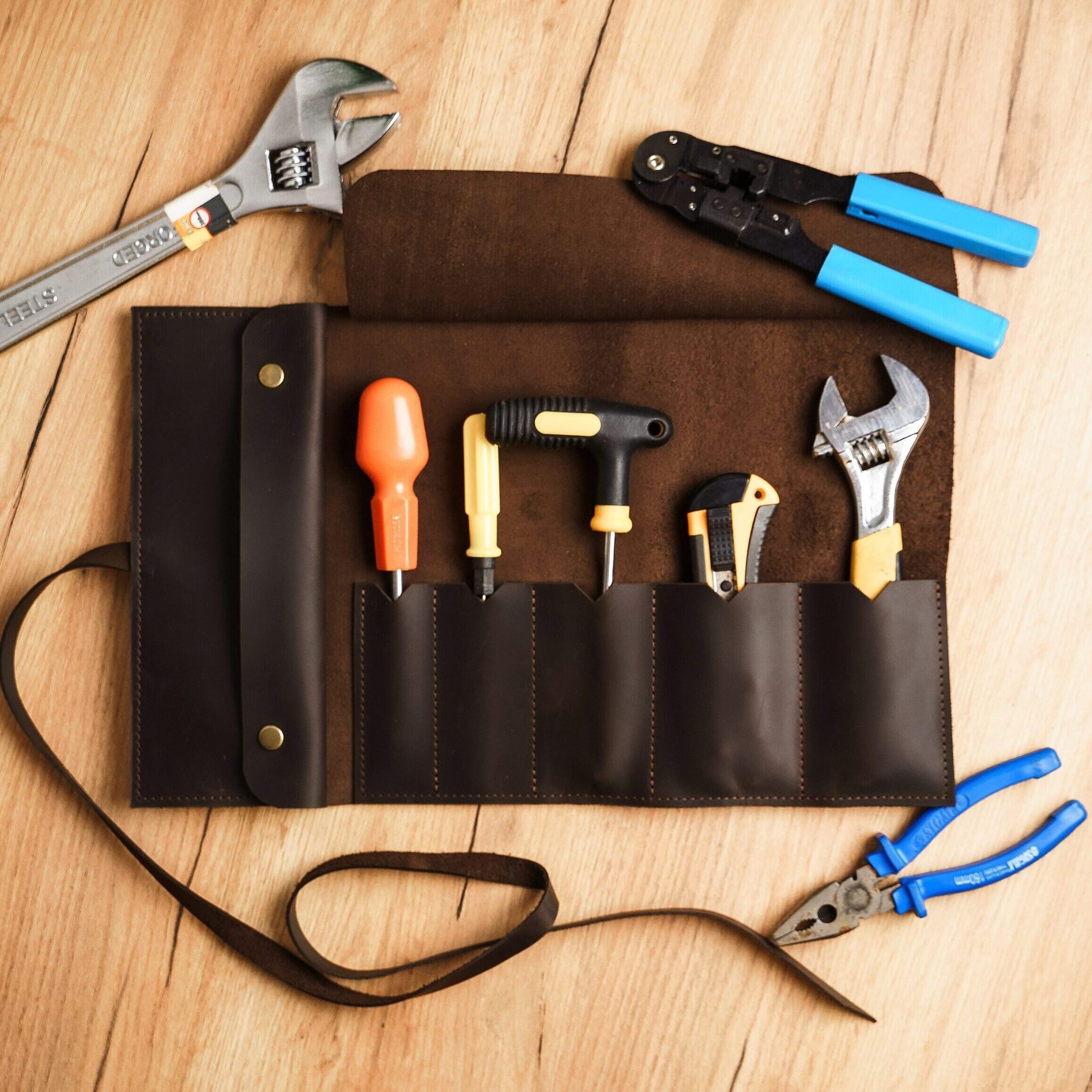 Small Tool Roll, Leather Tool Roll for Motorcycle, Gift for Motocycle ...