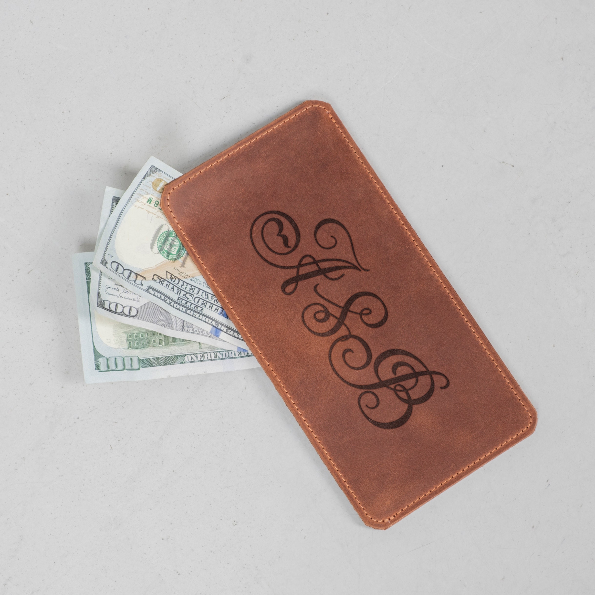 Leather Money Sleeve, Leather Cash Sleeve, Leather Cash Cover, Custom ...