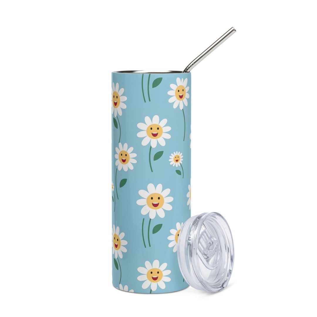 Smiley Kawaii Daisies Stainless Steel Tumbler Designed in Hawaii - Etsy
