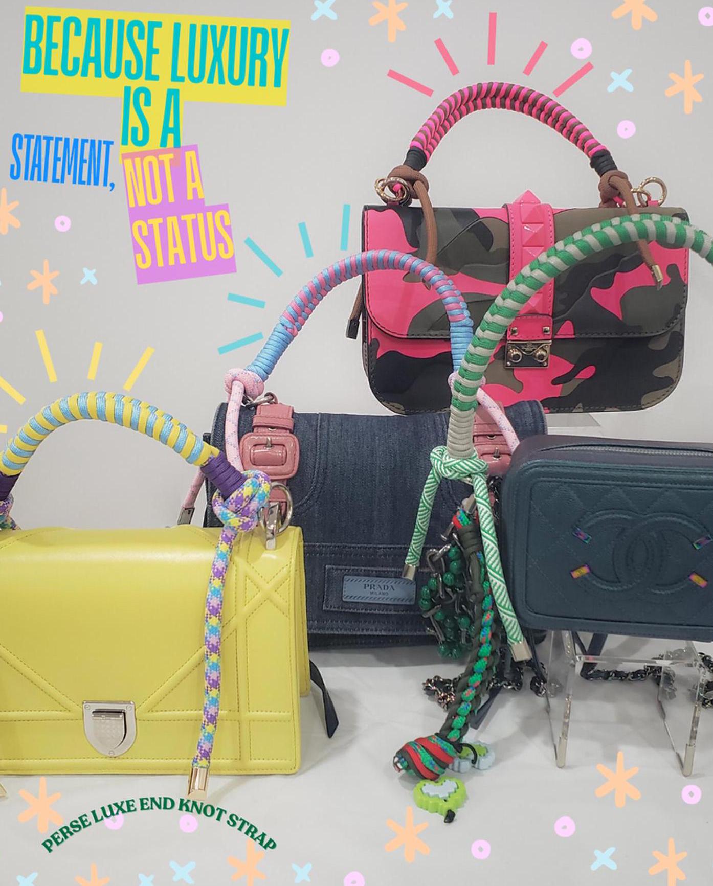 Perse Luxe Top Handle, Knotted Strap, Braided Lanyard, Shoulder Bag ...